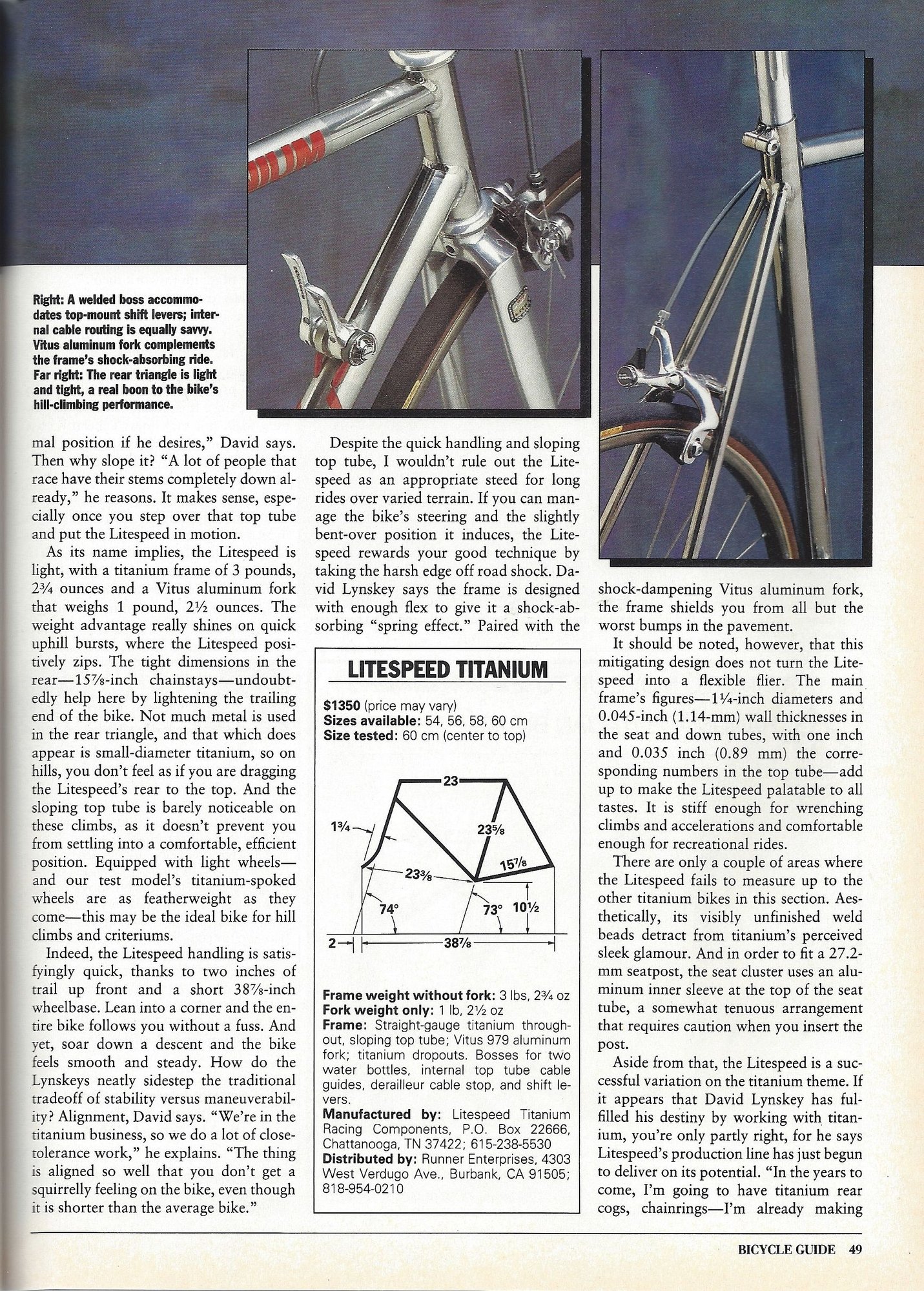 Bike Forums - Road Test/Bike Review (1988) LITESPEED Titanium