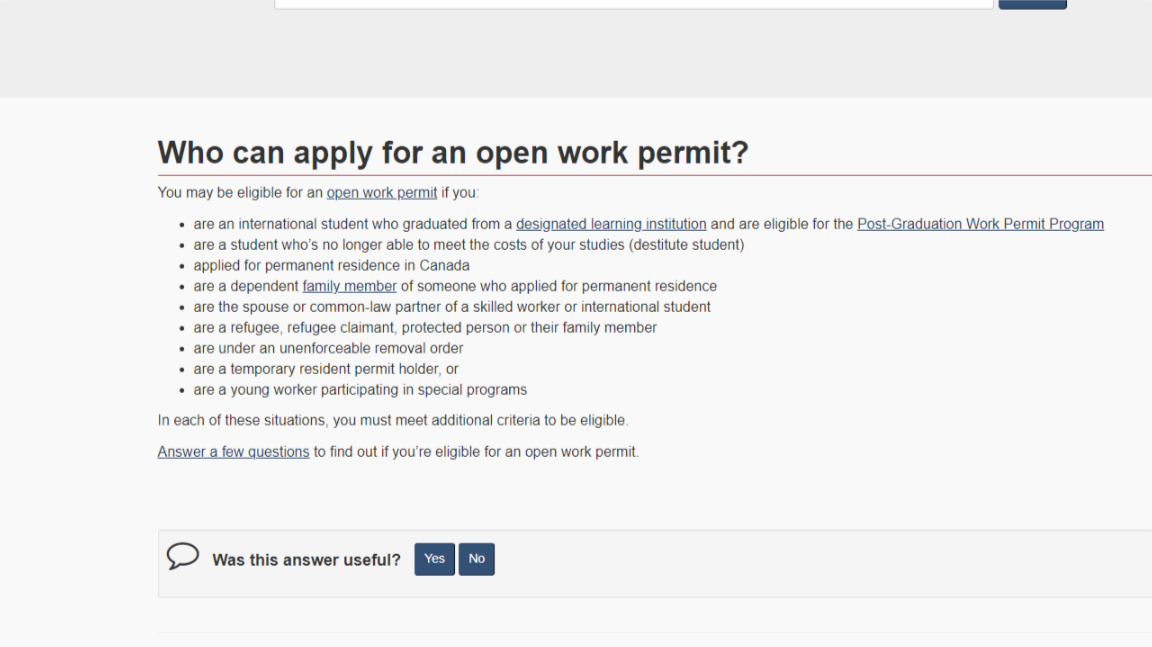 Open work permit for dependent child while applying for Permanent ...