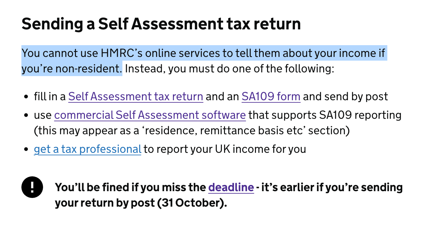 HMRC self assessment paper form - British Expats