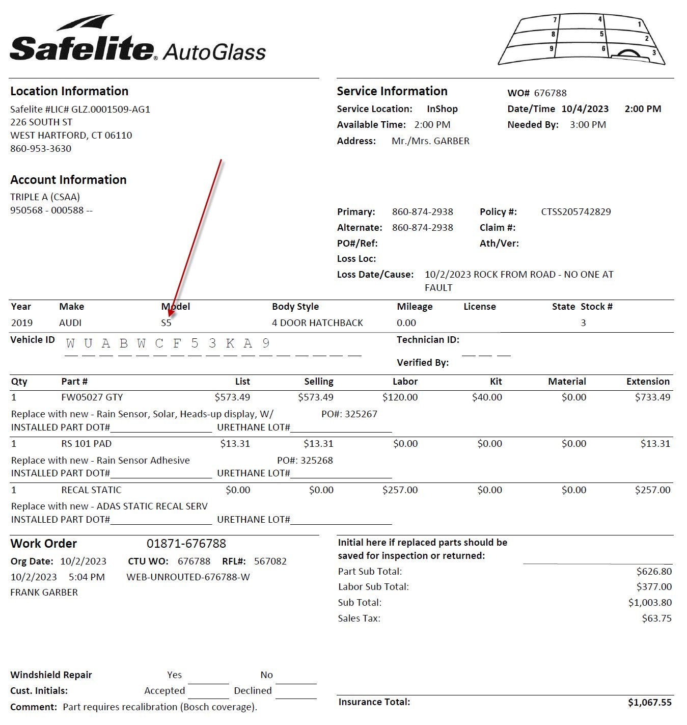 Damaged Windshield Questions - AudiWorld Forums