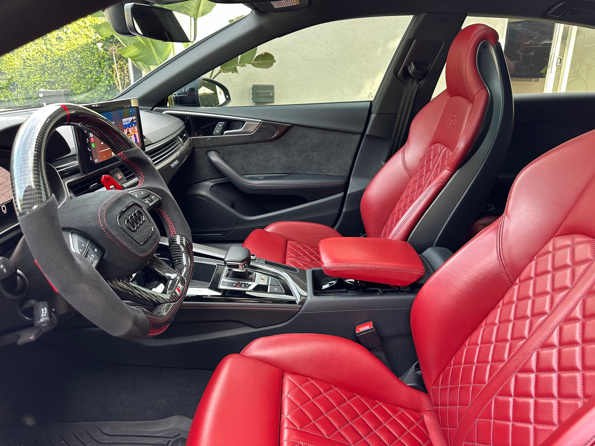 Audi Carbon Fiber Alcantara Steering Wheel with URUS Shifters Red Stitching. - AudiWorld Forums