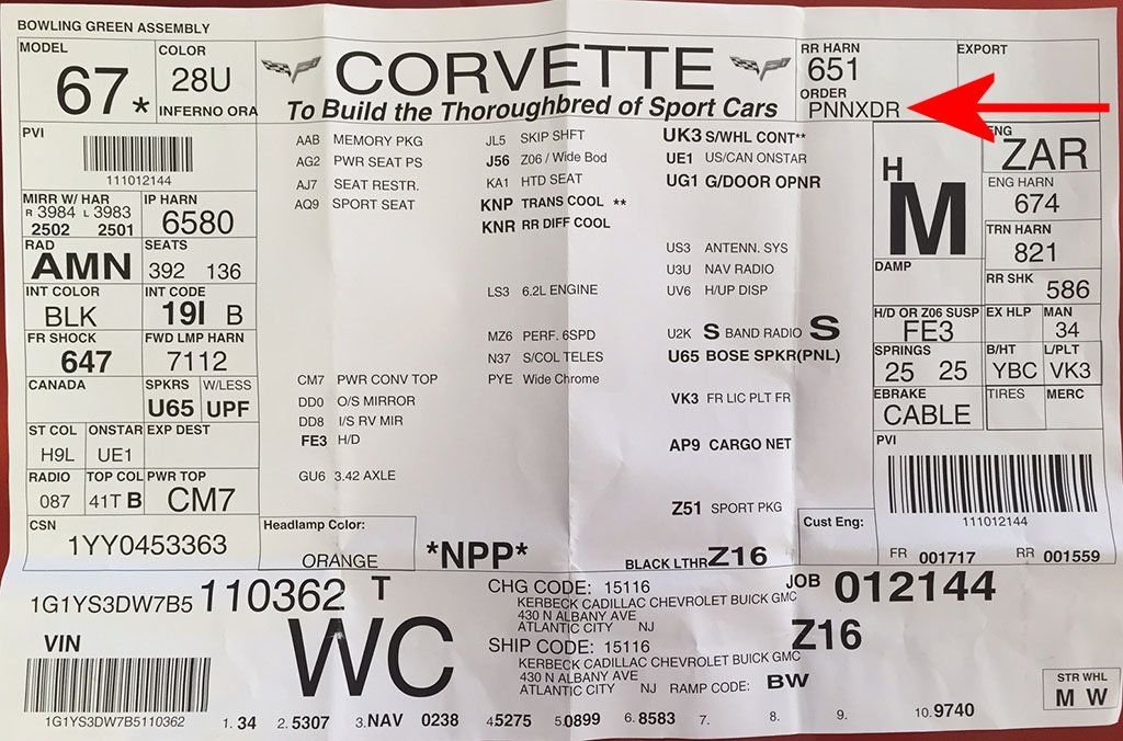 2007 Corvette RPO codes - CorvetteForum - Chevrolet Corvette Forum ...