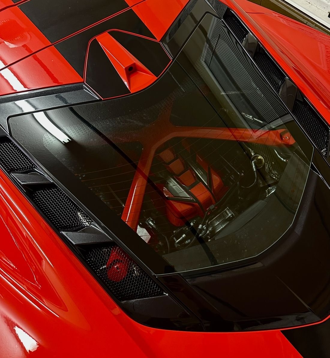 C8 Corvette Engine X Brace in Painted Body Colors and Carbon Fiber ...