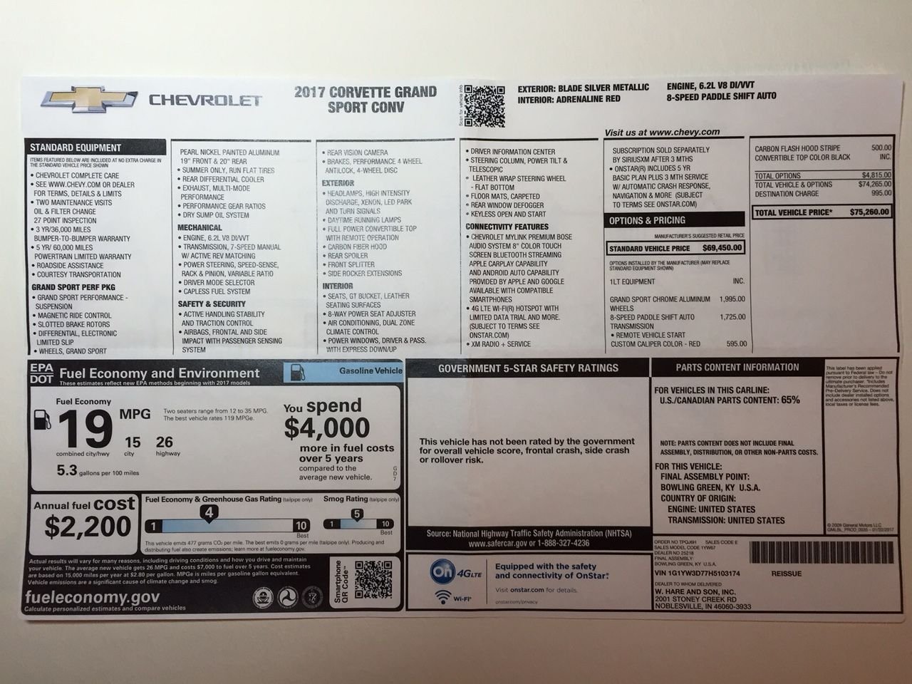 Window Invoice Sticker - CorvetteForum - Chevrolet Corvette Forum ...