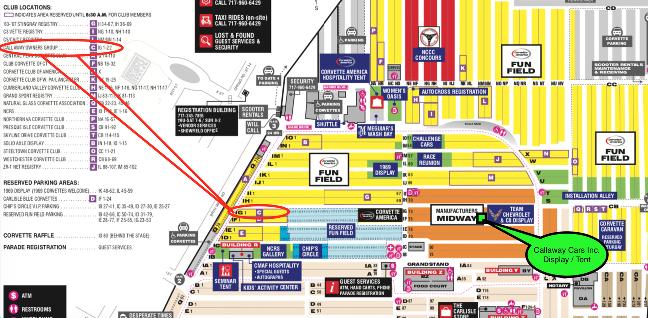 Come see Callaway at Carlisle: Event map included - see you at the show ...