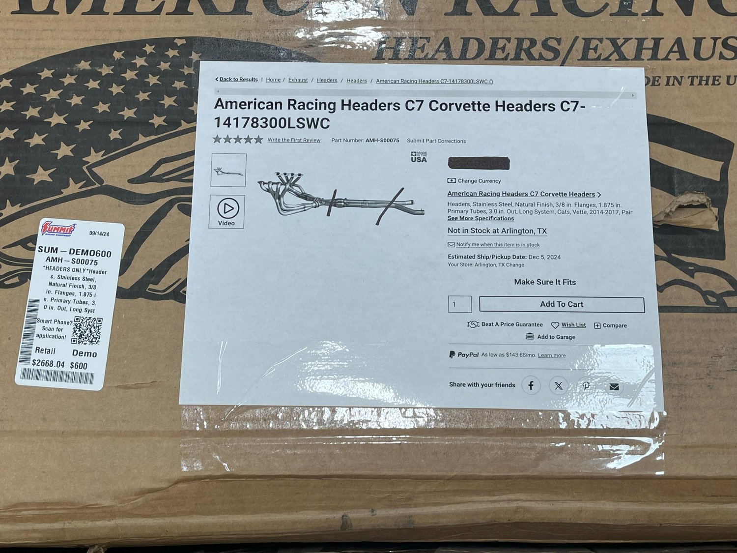 Heads up for AMR headers in DFW Summit Racing Outlet $600 - CorvetteForum - Chevrolet Corvette ...