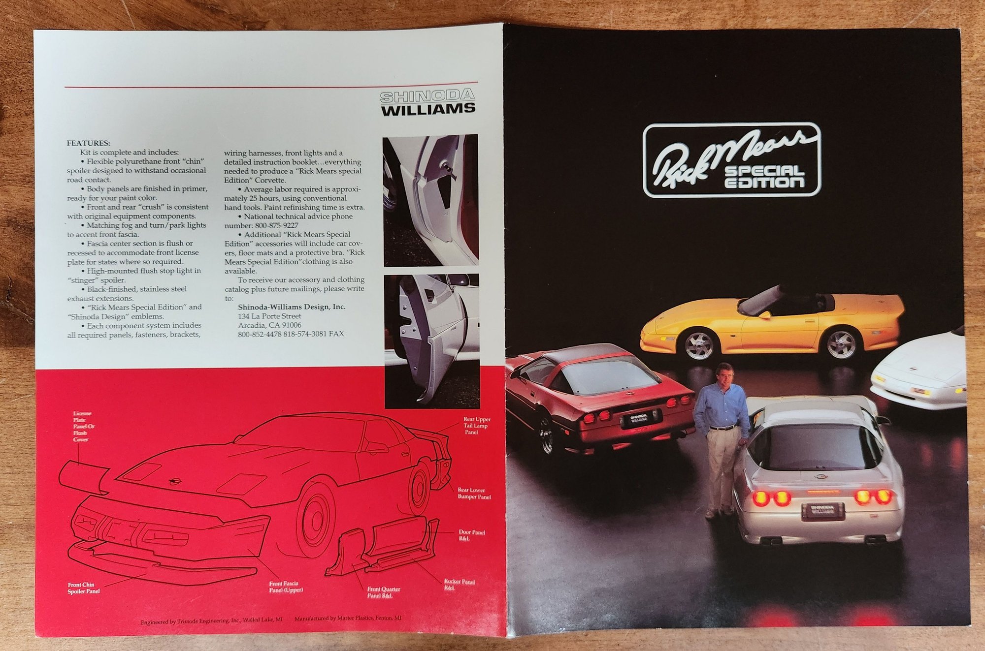Larry Shinoda & Rick Mears signed Rick Mears edition Corvette brochure ...