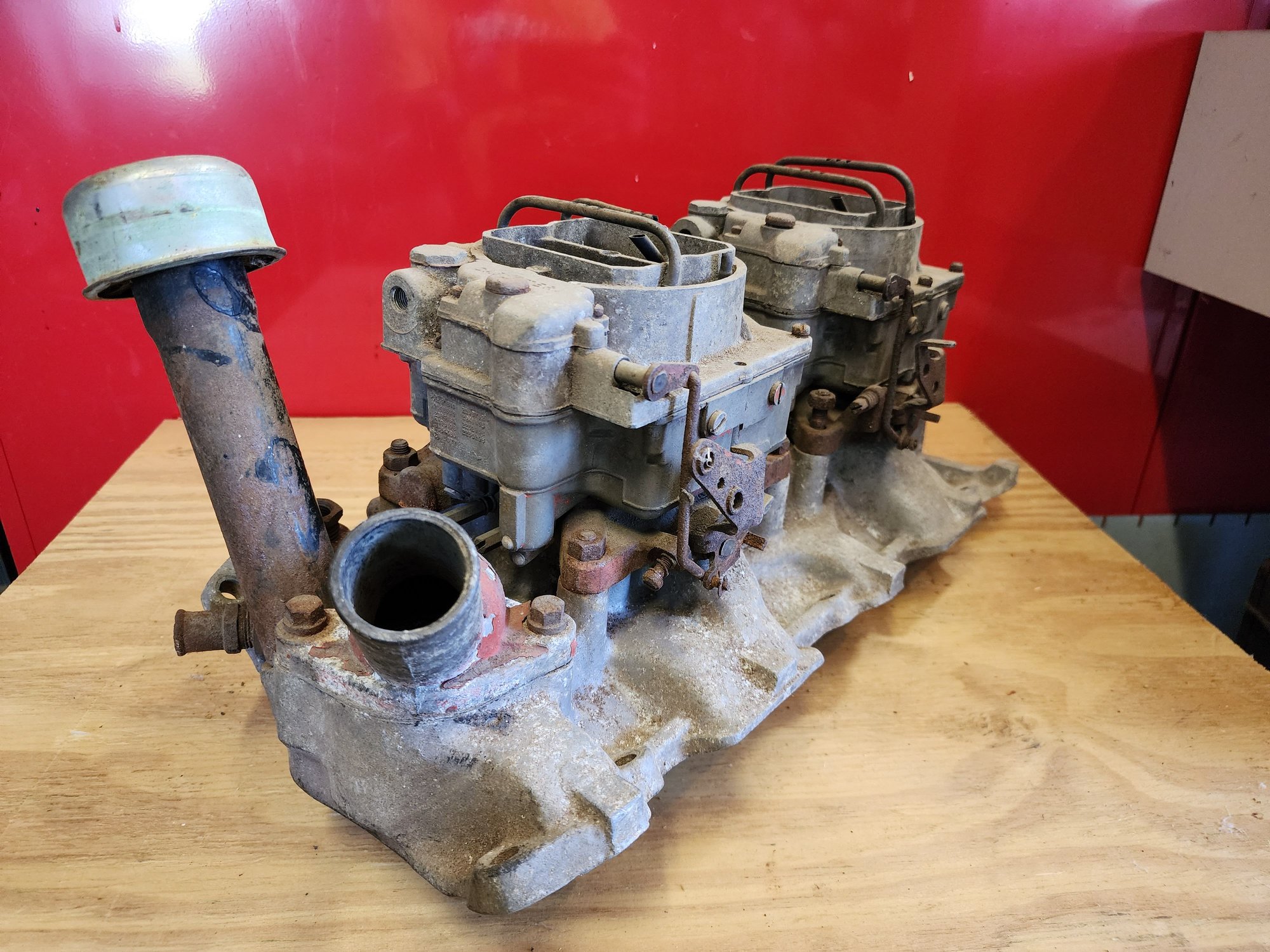 FS (For Sale) GM 3739653 2x4 intake with Carter WCFD carbs ...