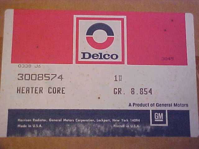 FS (For Sale) NOS C2 genuine GM Harrison heater core 3008574 ...