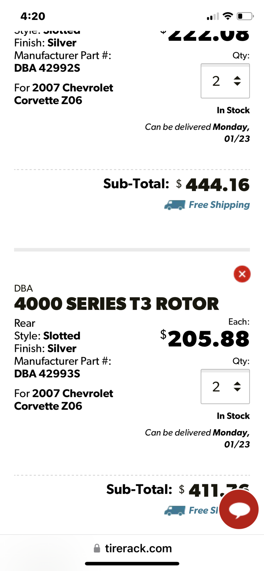 FS (For Sale) DBA 4000 slotted Z06 rotors - CorvetteForum - Chevrolet ...