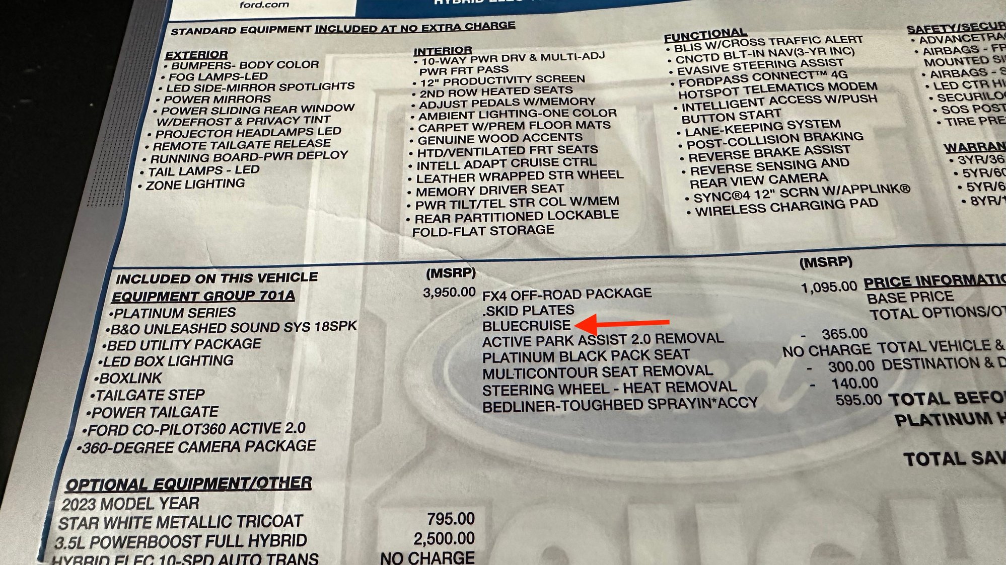 Reading window sticker (Bluecruise) - Ford F150 Forum - Community of ...