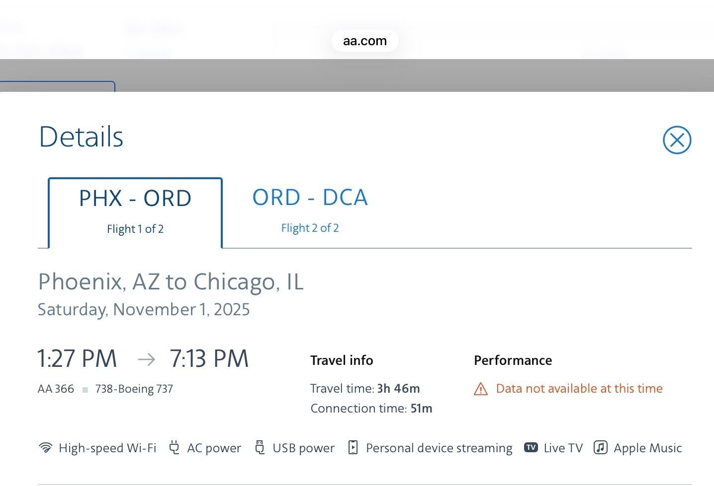 PHX-DCA/NonStop VS ORD Connection/7k MCE Exit Window Non Stop VS 19.5k Connecting FC ...