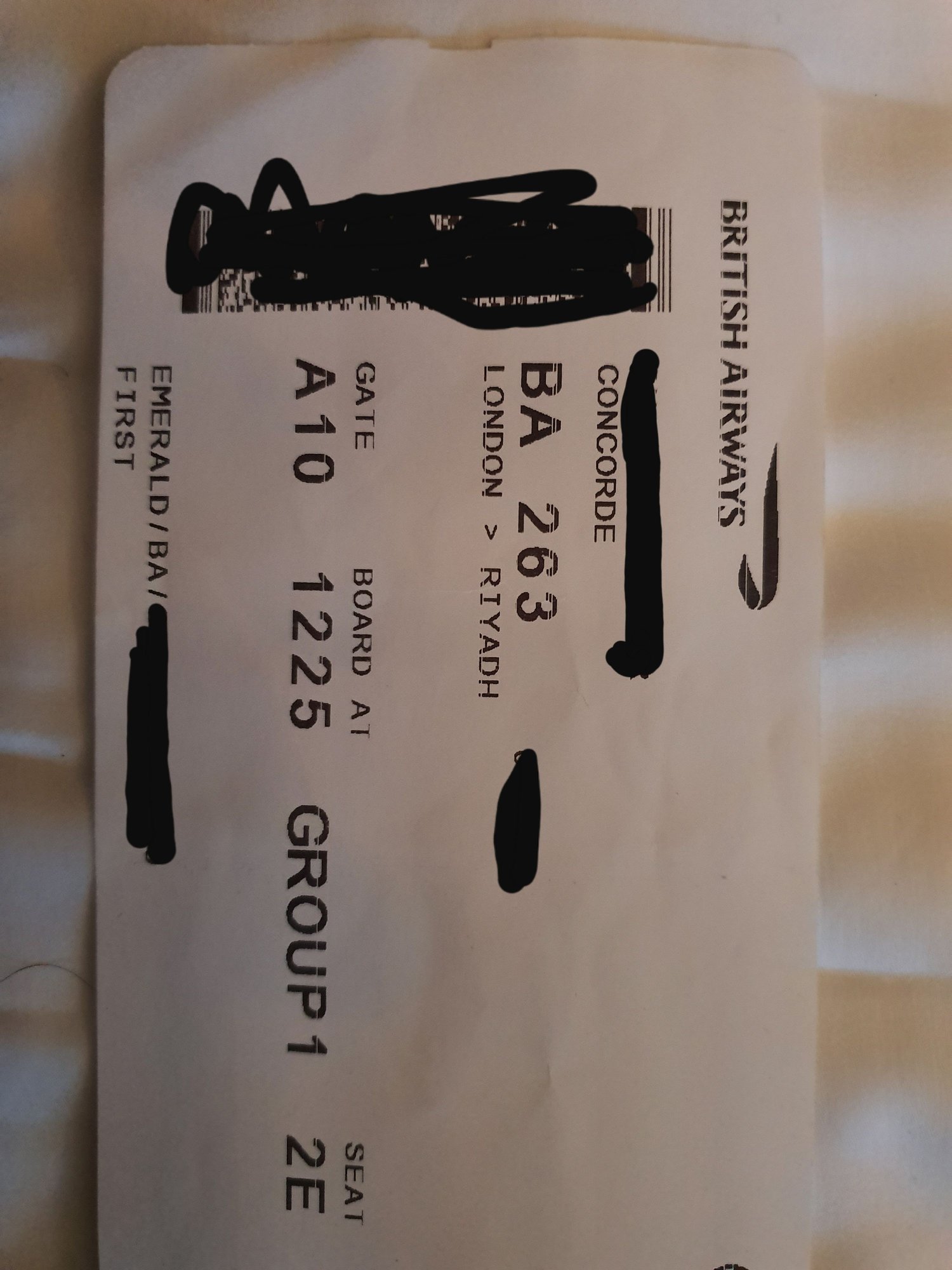 Concorde designation on boarding pass - FlyerTalk Forums