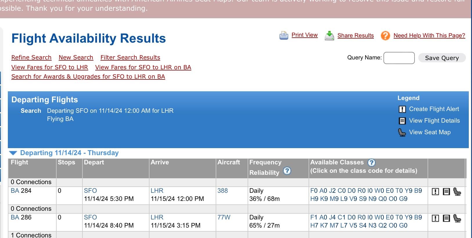 Help to check BA seat availability and BA flight loads | 2024/25 ...