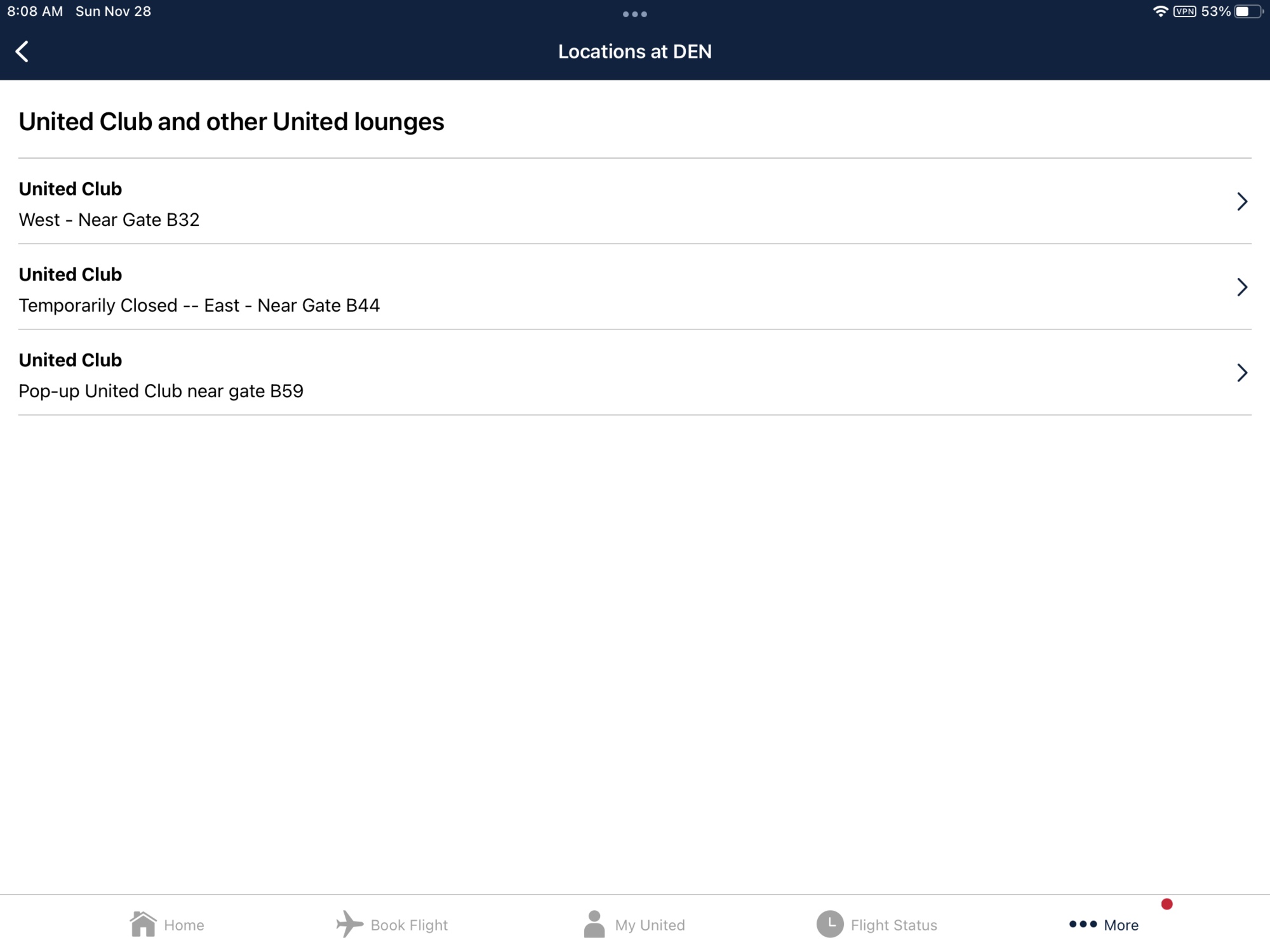 Which DEN Club? B East B44, Club Fly B60 & A West A25; B West B32 ...