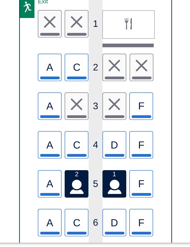 Bumped from sitting together to across the aisle, despite pairs ...