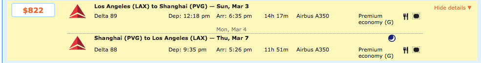 DL: LAX-PVG $822 Premium Select - FlyerTalk Forums