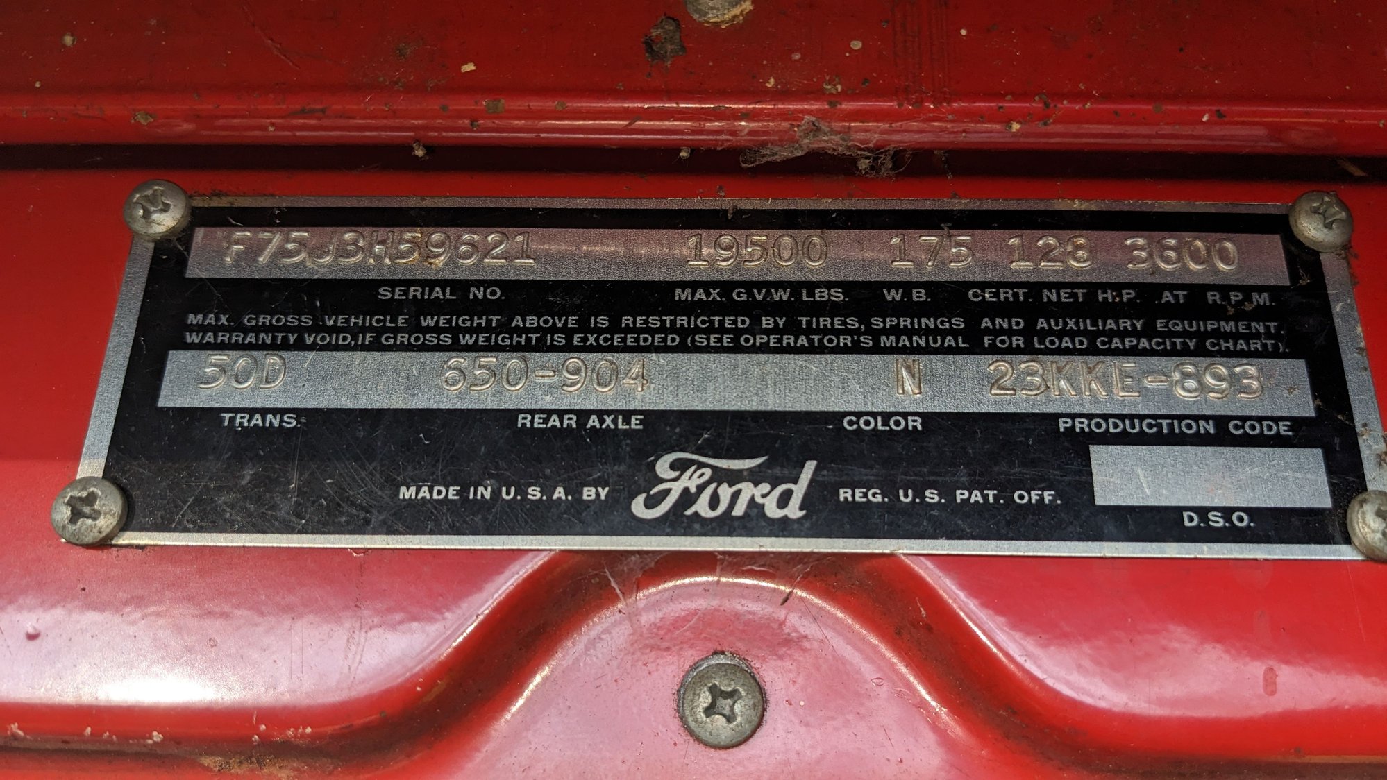 VIN Decode for 1953 F750 Retired Firetruck - Ford Truck Enthusiasts Forums