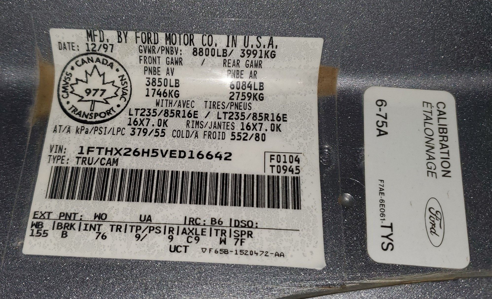 Door sticker decode for Date code 12/97 F250HD - Ford Truck Enthusiasts ...